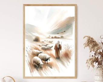 Parable of the Mustard Seed Canvas Wall Art Poster Holy Modern Bible Verse Art Gift Watercolor ...