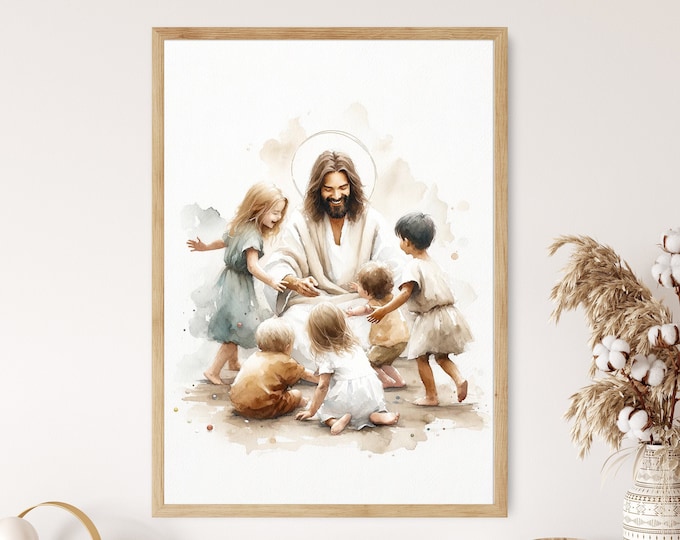 Lord Jesus My Shepherd Watercolor Wall Art Poster Bible Scene Modern ...