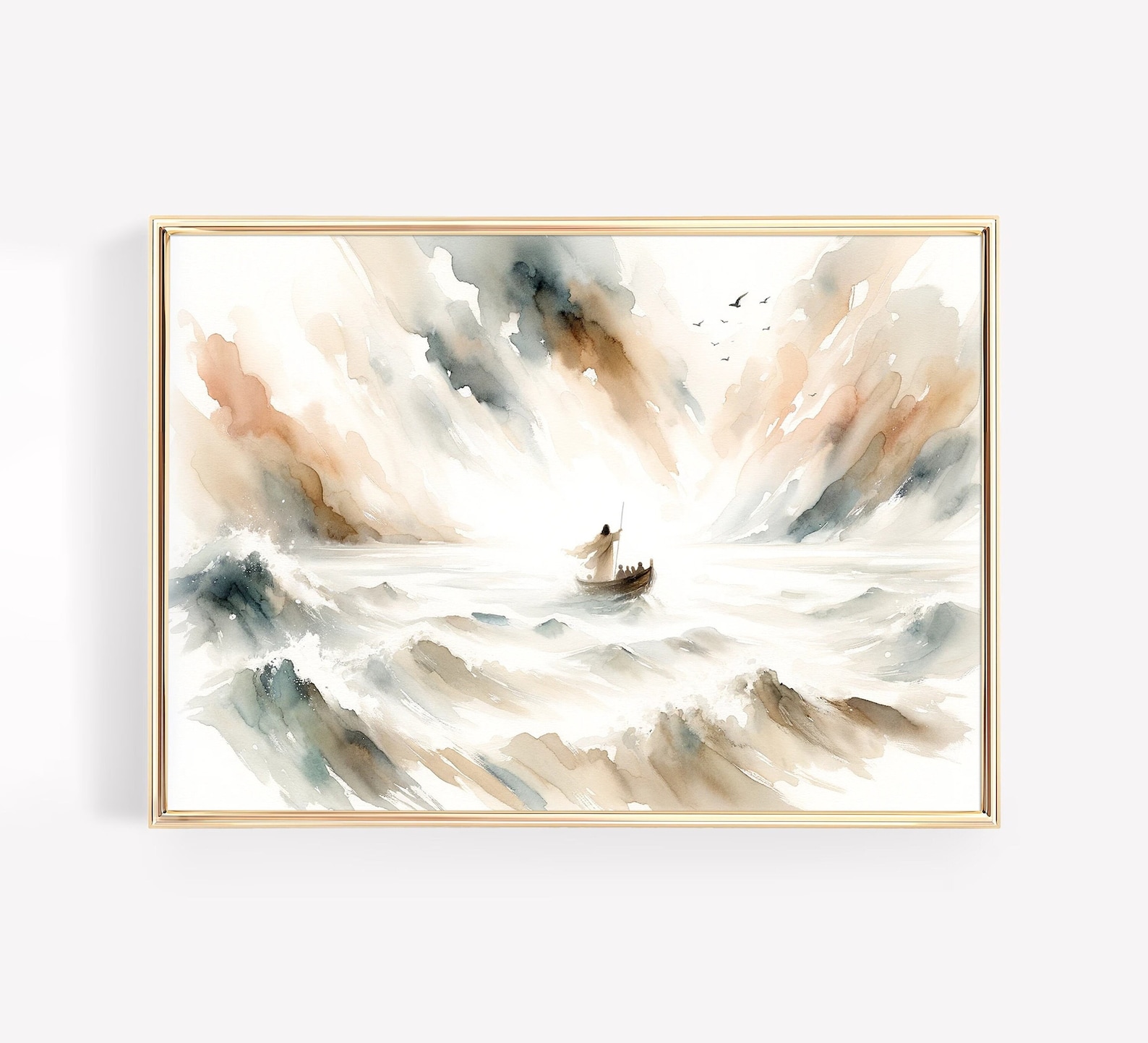 Jesus Calms the Storm Canvas Wall Art Hush Be Still Poster Holy Bible ...