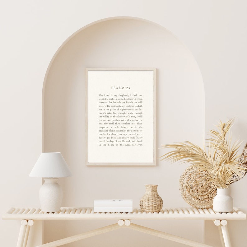 Psalm 23 Modern Typography Scripture Bible Canvas Wall Art Lord is My ...