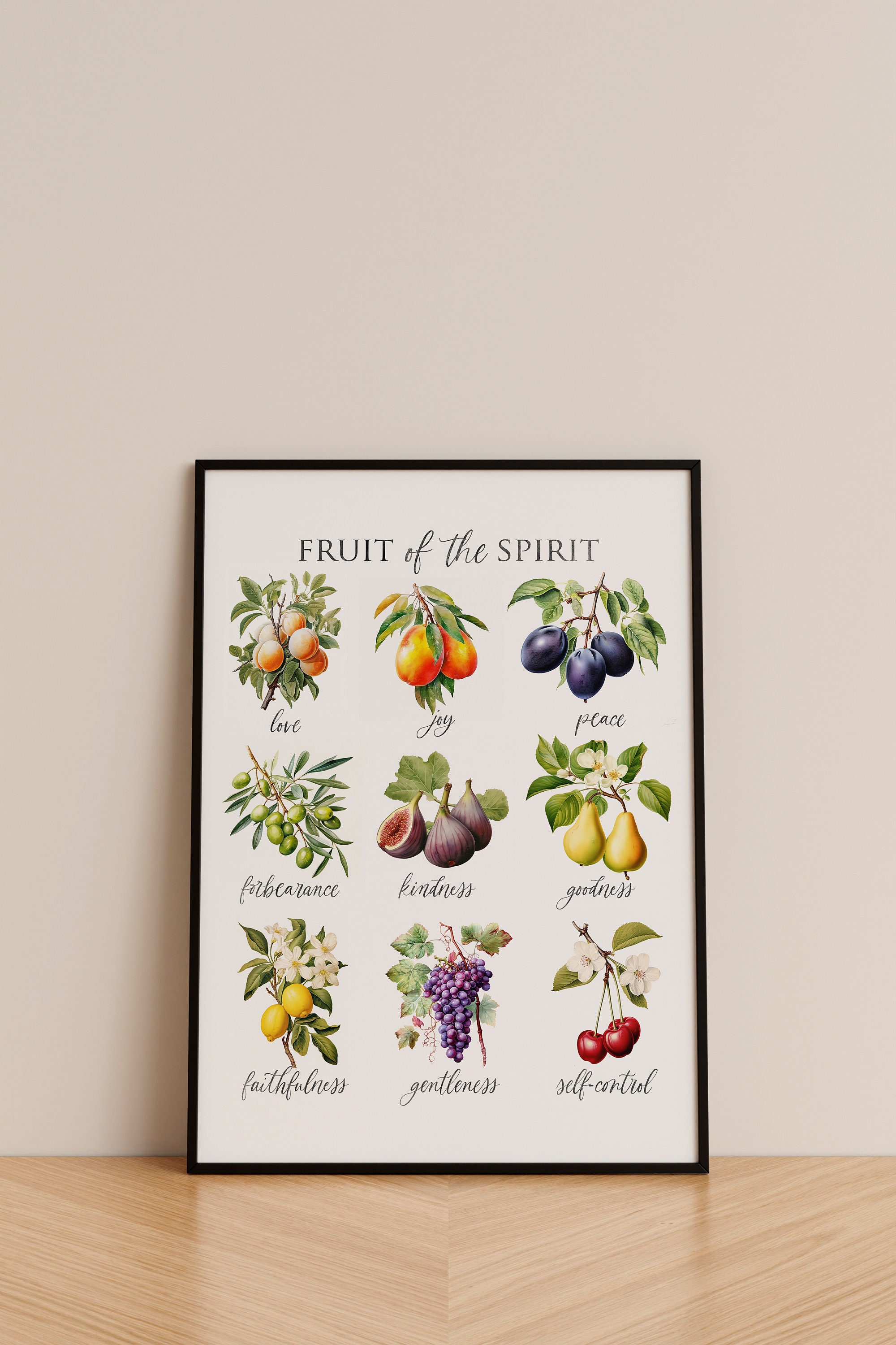 Fruit of the Holy Spirit Canvas Wall Art Poster Modern Minimalist Bible ...