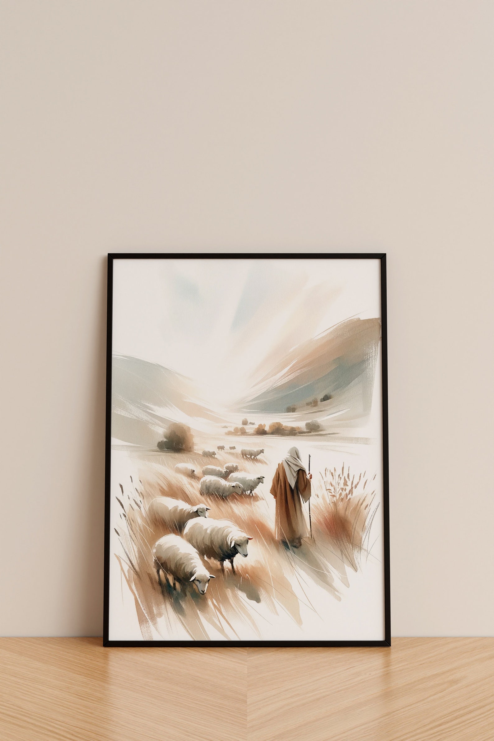 Lord Jesus My Shepherd Watercolor Wall Art Poster Bible Scene Modern ...