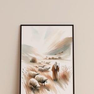 Lord Jesus My Shepherd Watercolor Wall Art Poster Bible Scene Modern ...