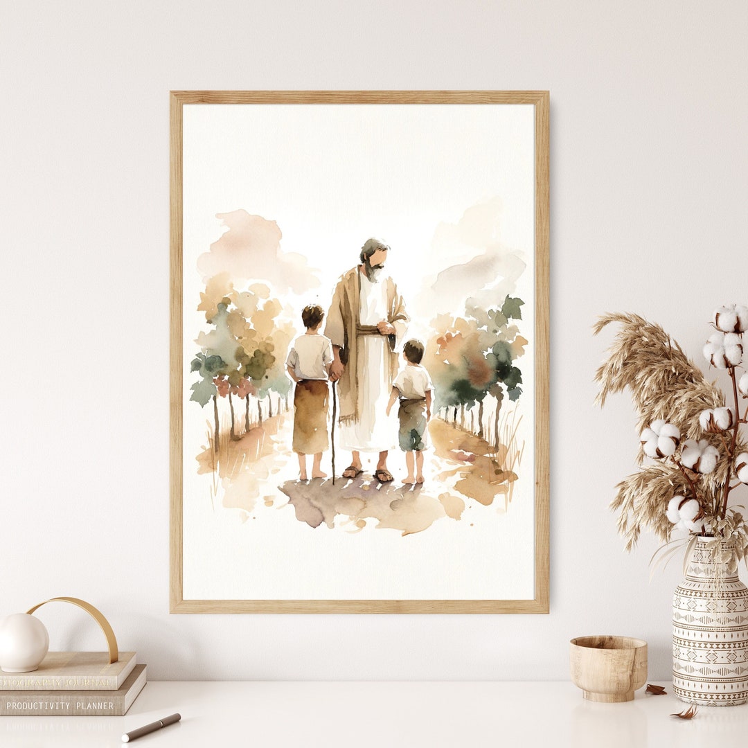 The Parable of the Two Sons Canvas Wall Art Poster Holy Modern Bible Verse Art Gift Watercolor ...