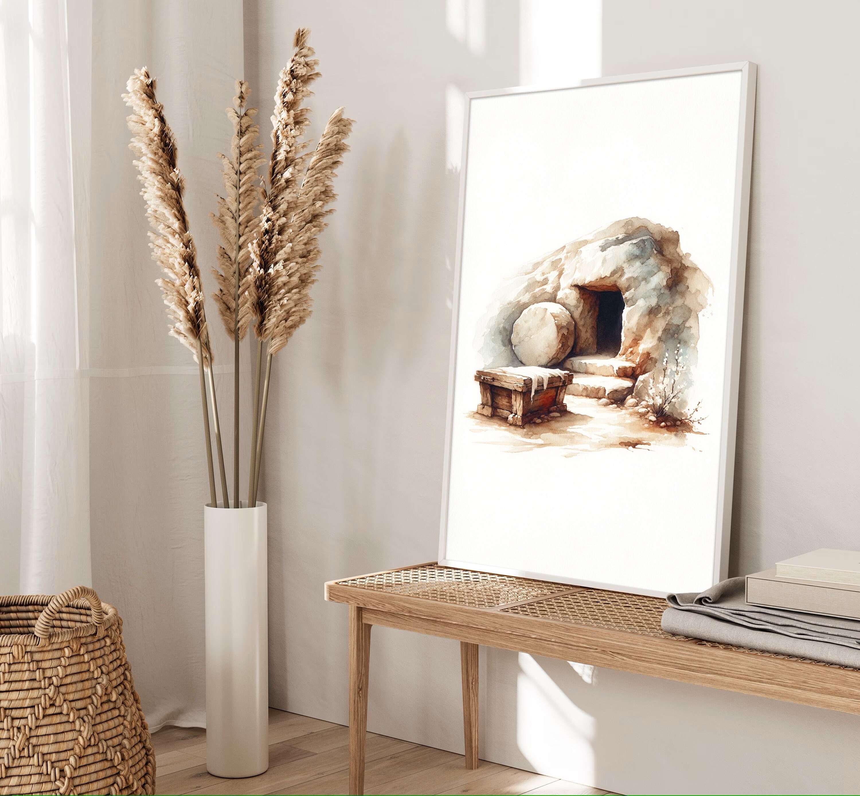 Easter Jesus Resurrection Poster Baptized Holy Bible He is Risen Print ...