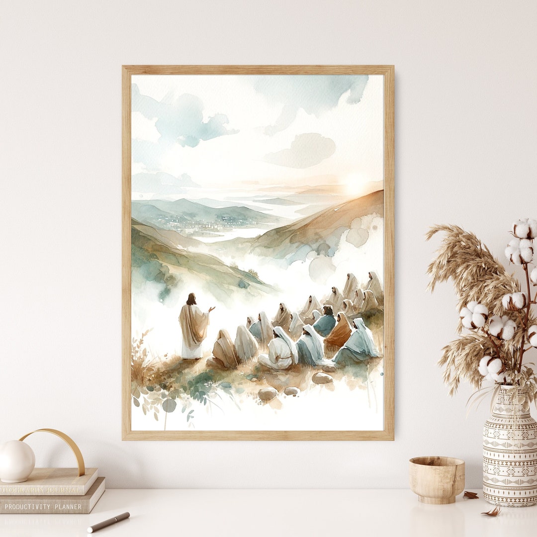 The Sermon on the Mount Canvas Wall Art Poster Holy Bible Art Birthday ...