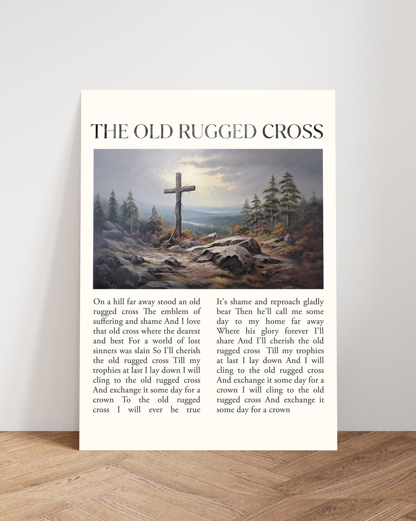 Old Rugged Cross Hymn Lyrics Print Canvas Poster Modern Minimalist Farm ...
