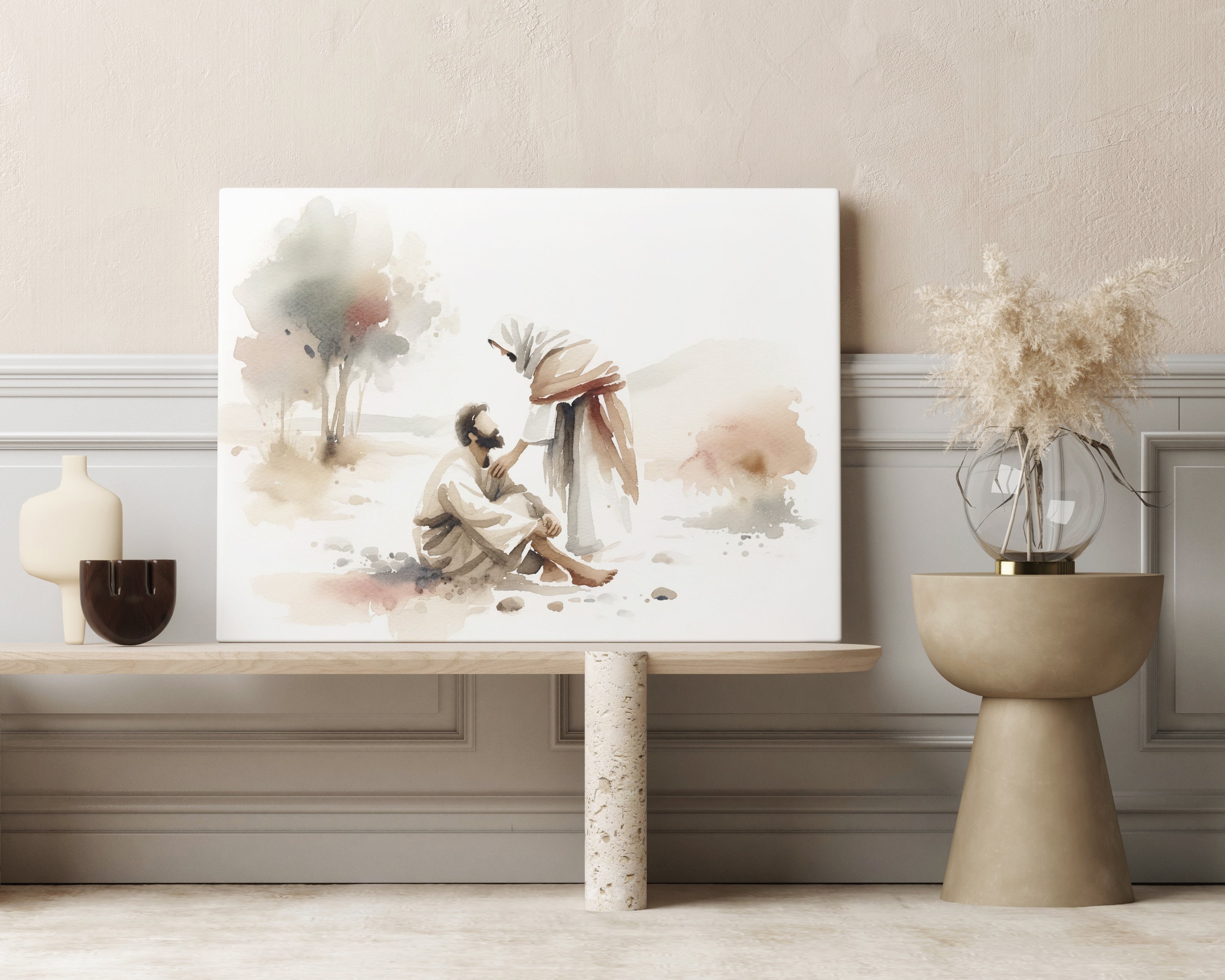 Parable of the Good Samaritan Canvas Wall Art Poster Holy Modern Bible Verse Art Gift Watercolor ...