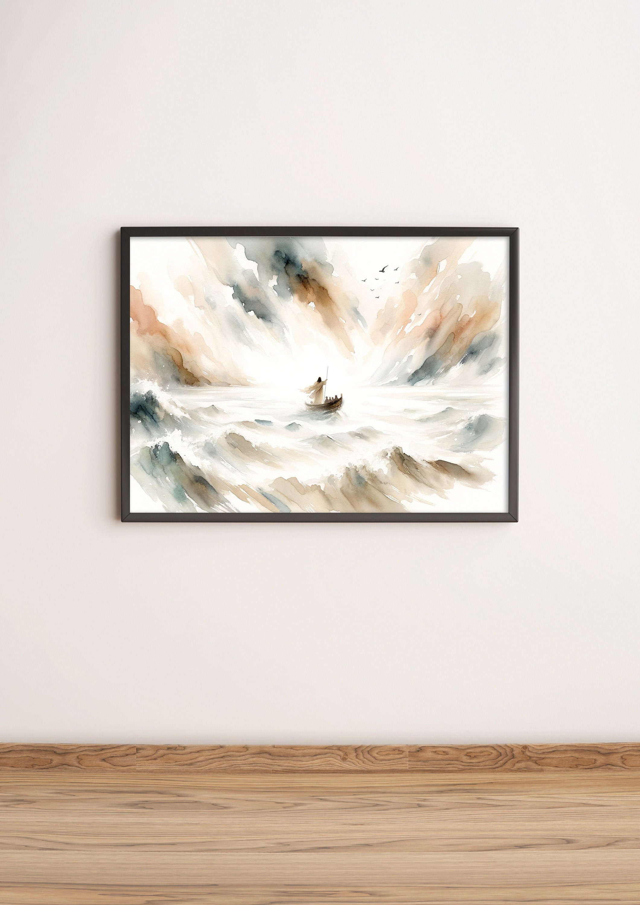 Jesus Calms the Storm Canvas Wall Art Hush Be Still Poster Holy Bible ...