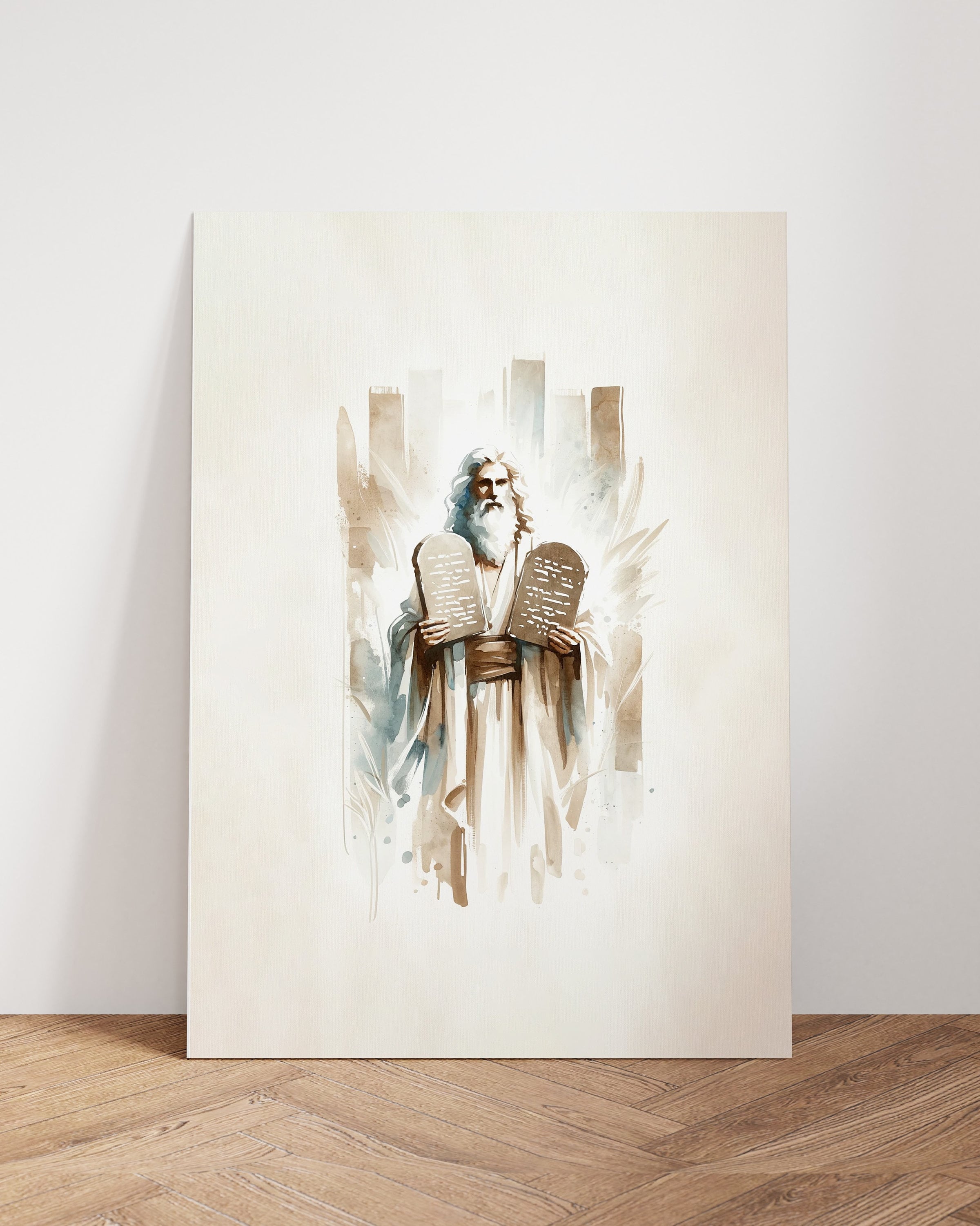 Moses Ten Commandments Tablets Canvas Wall Art Poster Holy Modern Bible ...