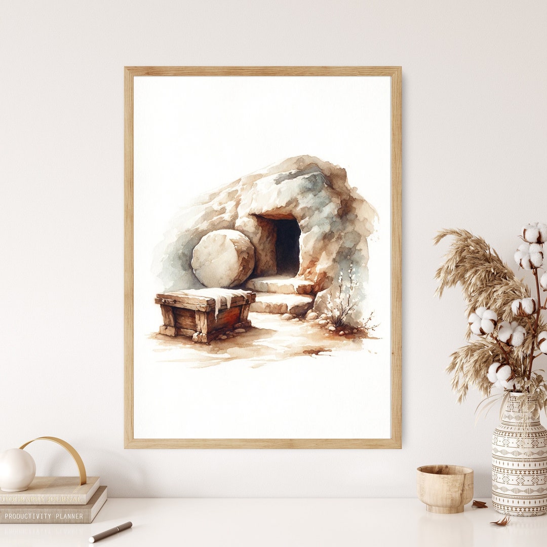 Easter Jesus Resurrection Poster Baptized Holy Bible He is Risen Print ...