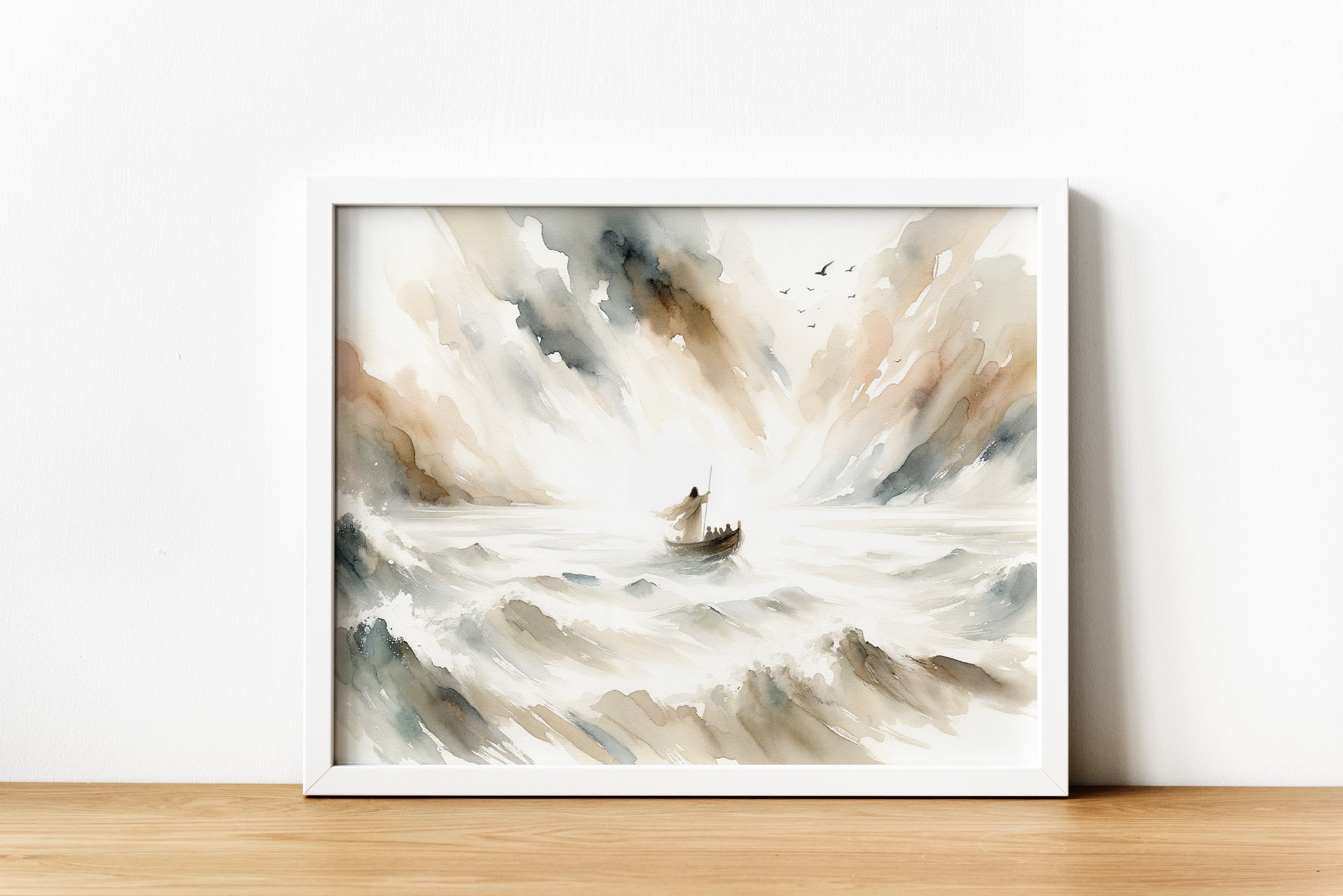 Jesus Calms the Storm Canvas Wall Art Hush Be Still Poster Holy Bible ...