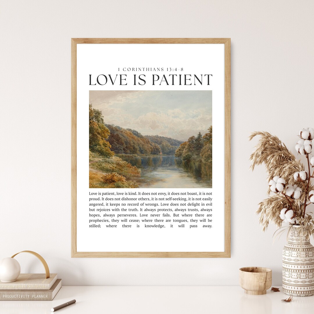 1 Corinthians 13:4-8 Love is Patient Love is Kind Canvas Wall Art ...