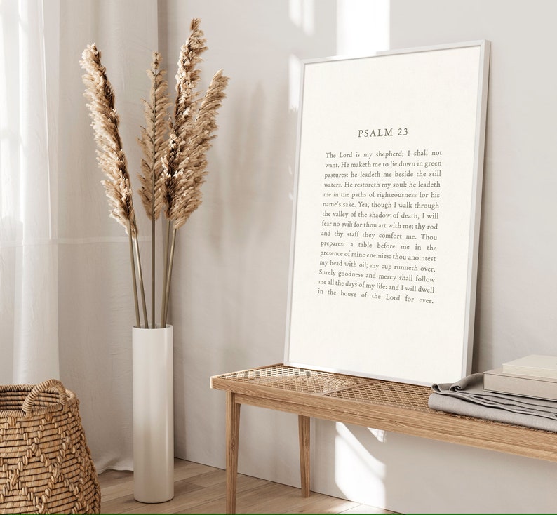 Psalm 23 Modern Typography Scripture Bible Canvas Wall Art Lord is My ...
