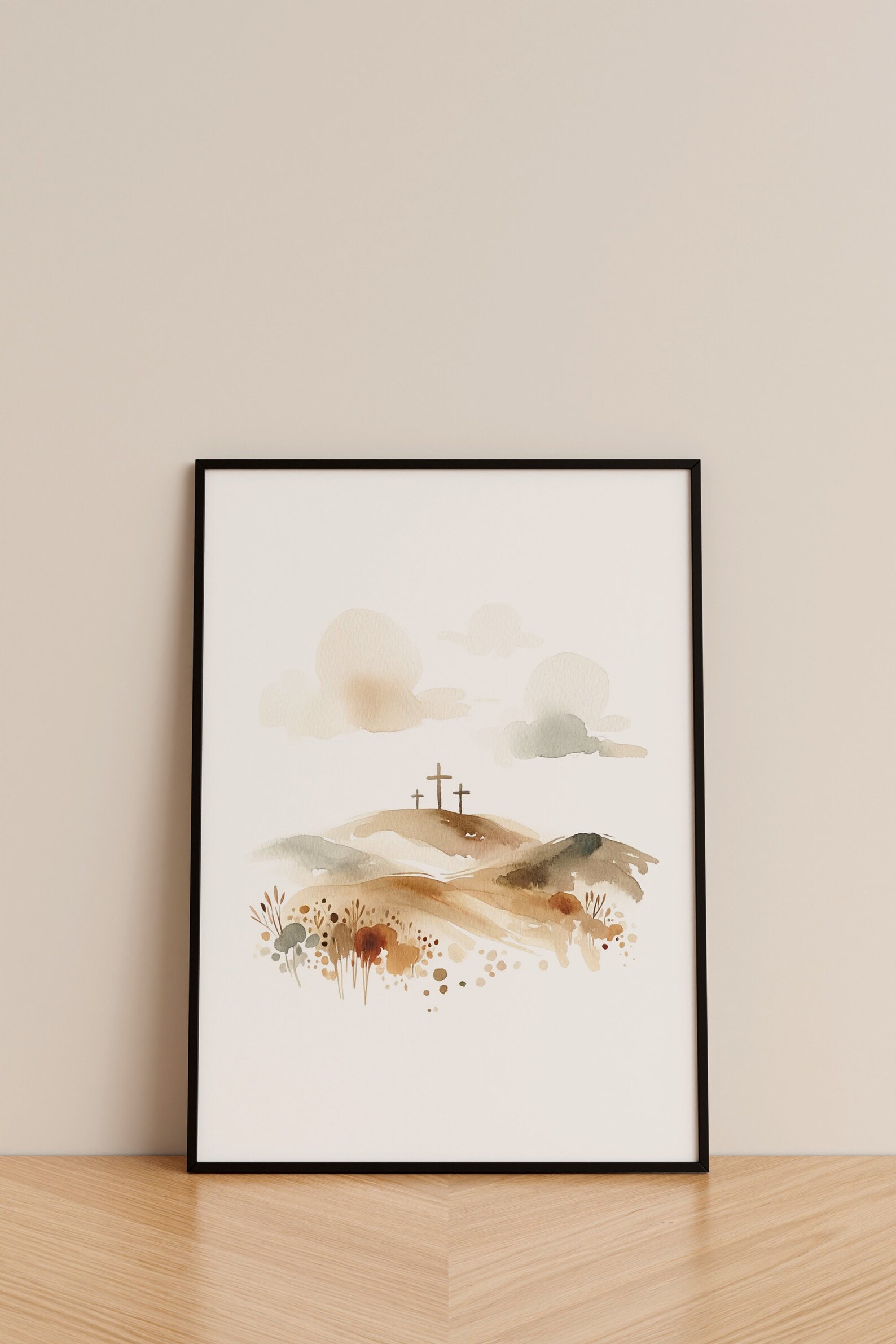 Three Crosses Minimal Modern Boho Christian Wall Art Poster Print ...