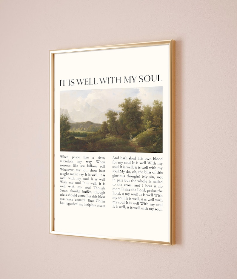 It is Well With My Soul Hymn Lyrics Print Canvas Poster Farm Vintage ...