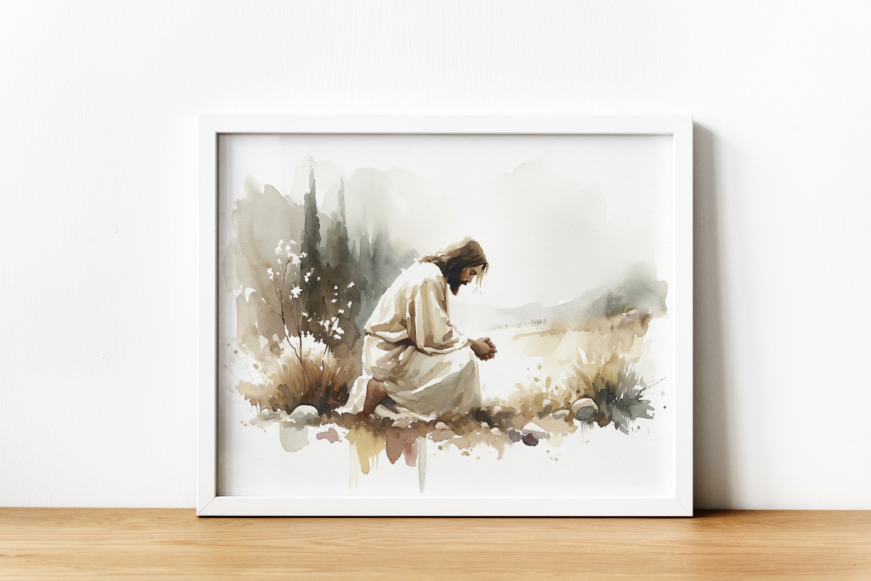 Jesus Prays in the Garden of Gethsemane Canvas Wall Art Poster Holy ...