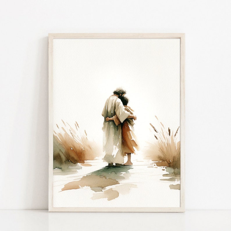 Parable of the Prodigal Son Canvas Wall Art Poster Holy Modern Bible Verse Art Gift Watercolor ...