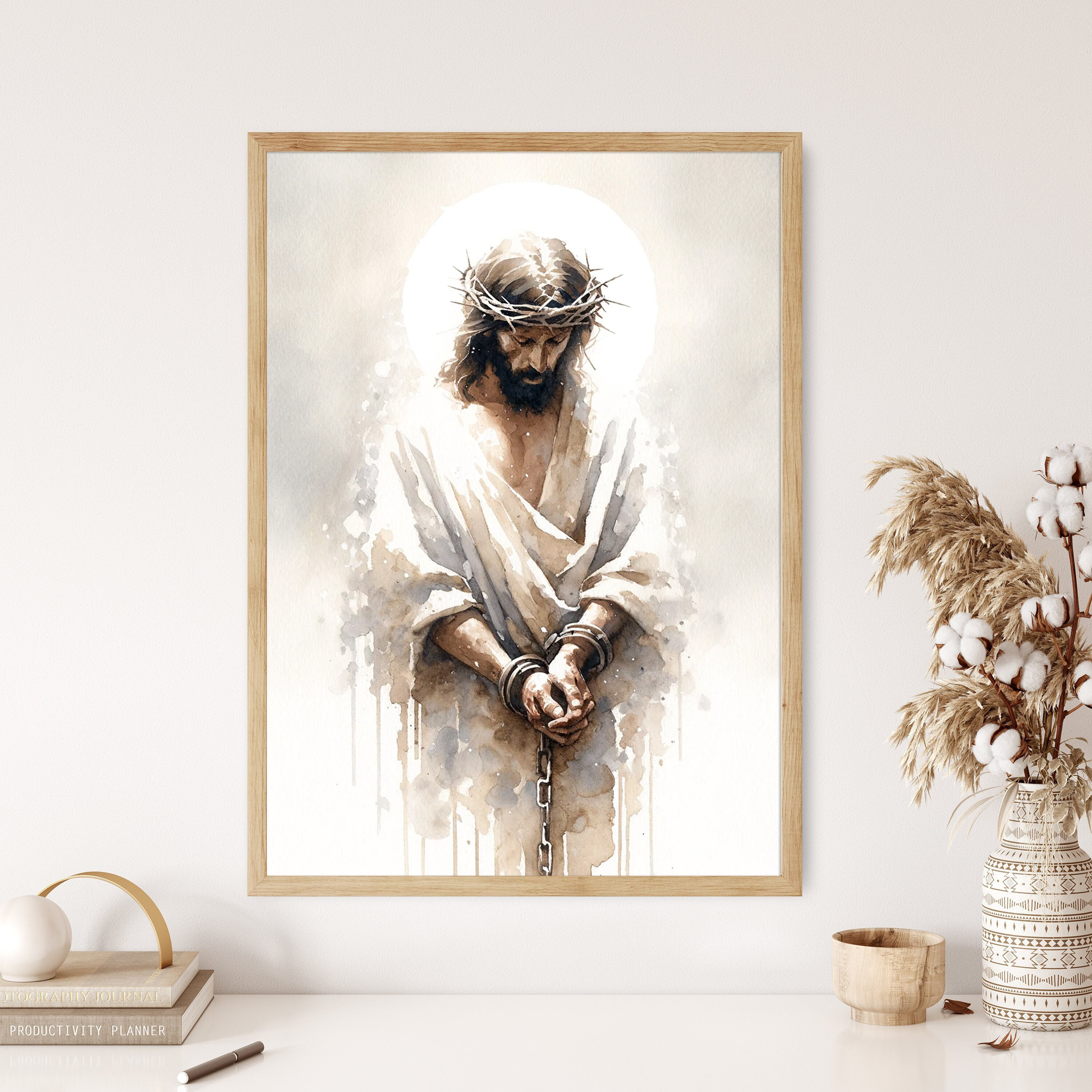 Jesus in Chains the Crucifixion Poster Bible Wall Art Boho Modern ...