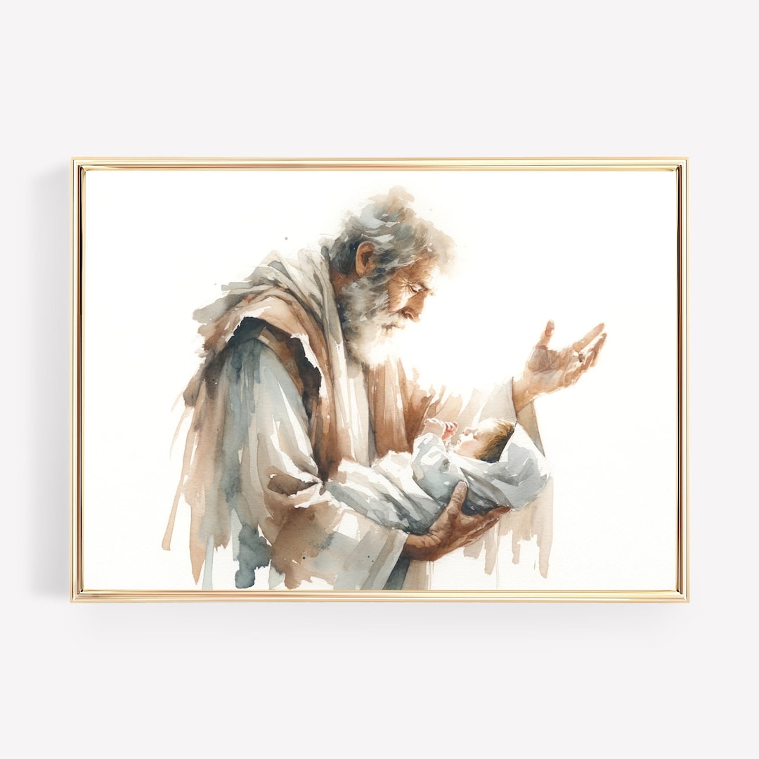 Simeon's Blessing Baby Jesus Canvas Wall Art Poster Holy Modern Bible ...