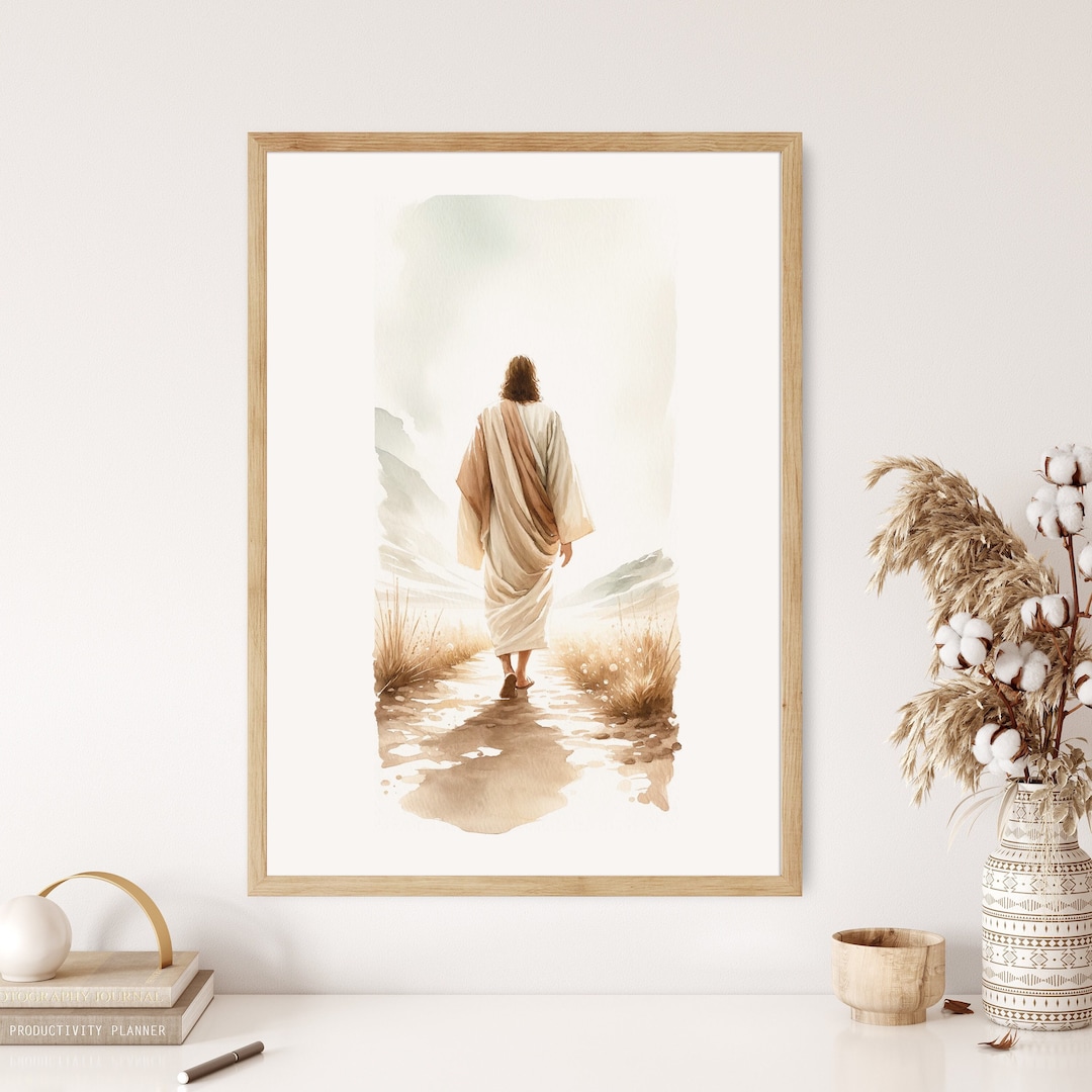 Jesus Christ Walking the Path Canvas Wall Art Poster Holy Modern Bible ...