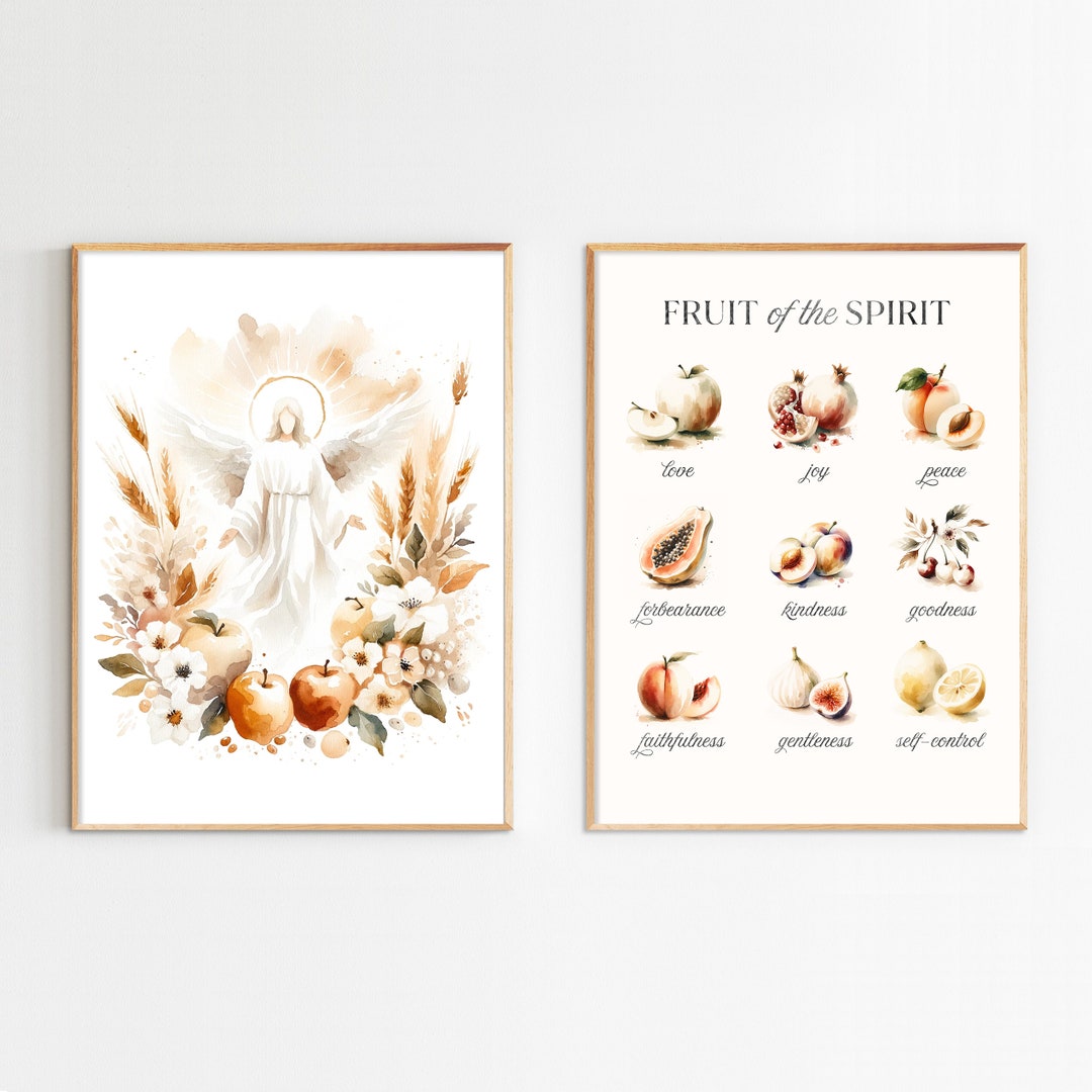 Fruit of Holy Spirit Set of 2 Bible Quote Modern Scripture Canvas Wall ...
