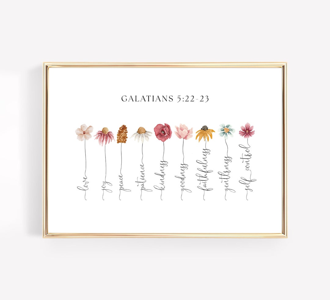 Galatians 5:22-23 Fruit of Spirit Bible Quote Canvas Wall Art Poster ...