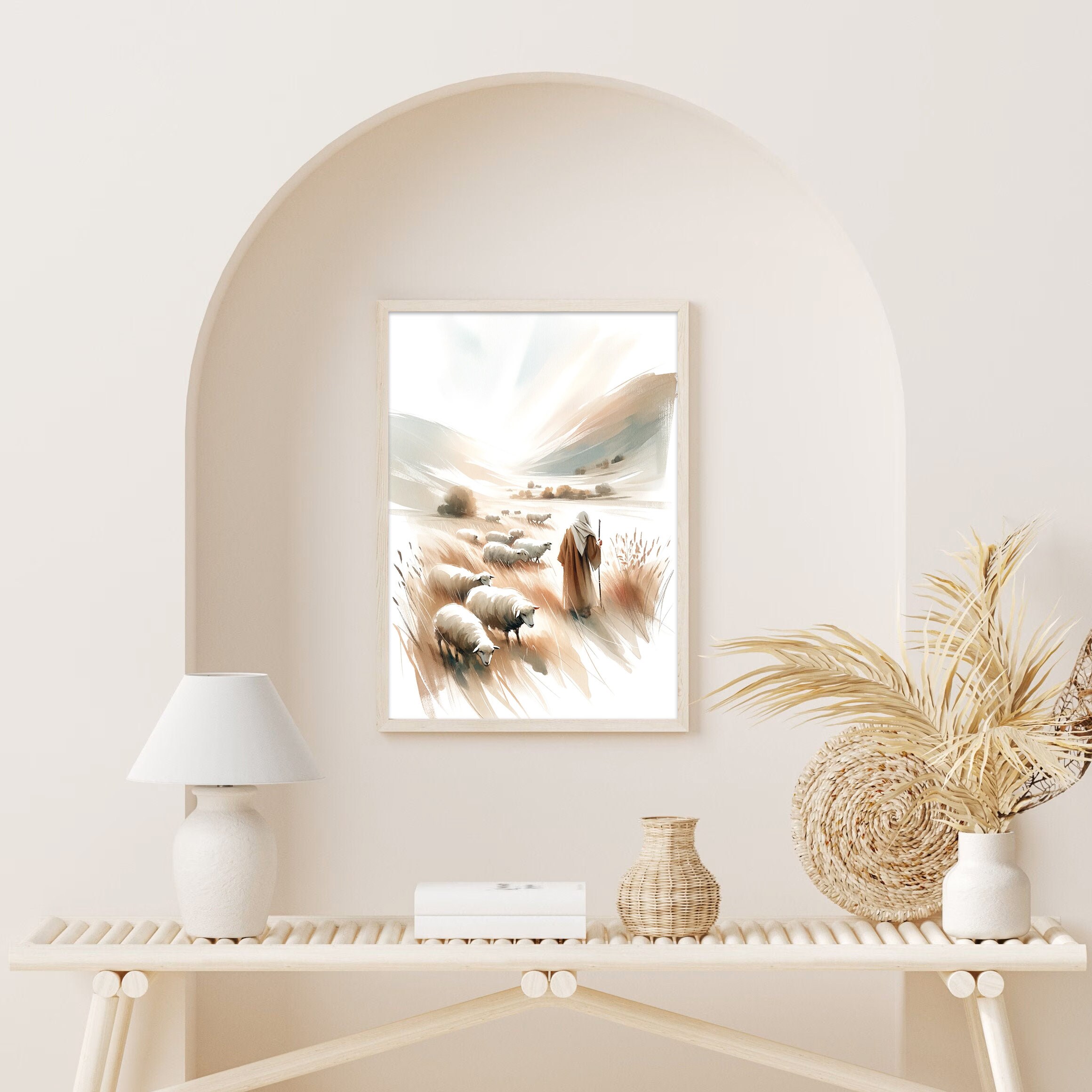 Lord Jesus My Shepherd Watercolor Wall Art Poster Bible Scene Modern ...