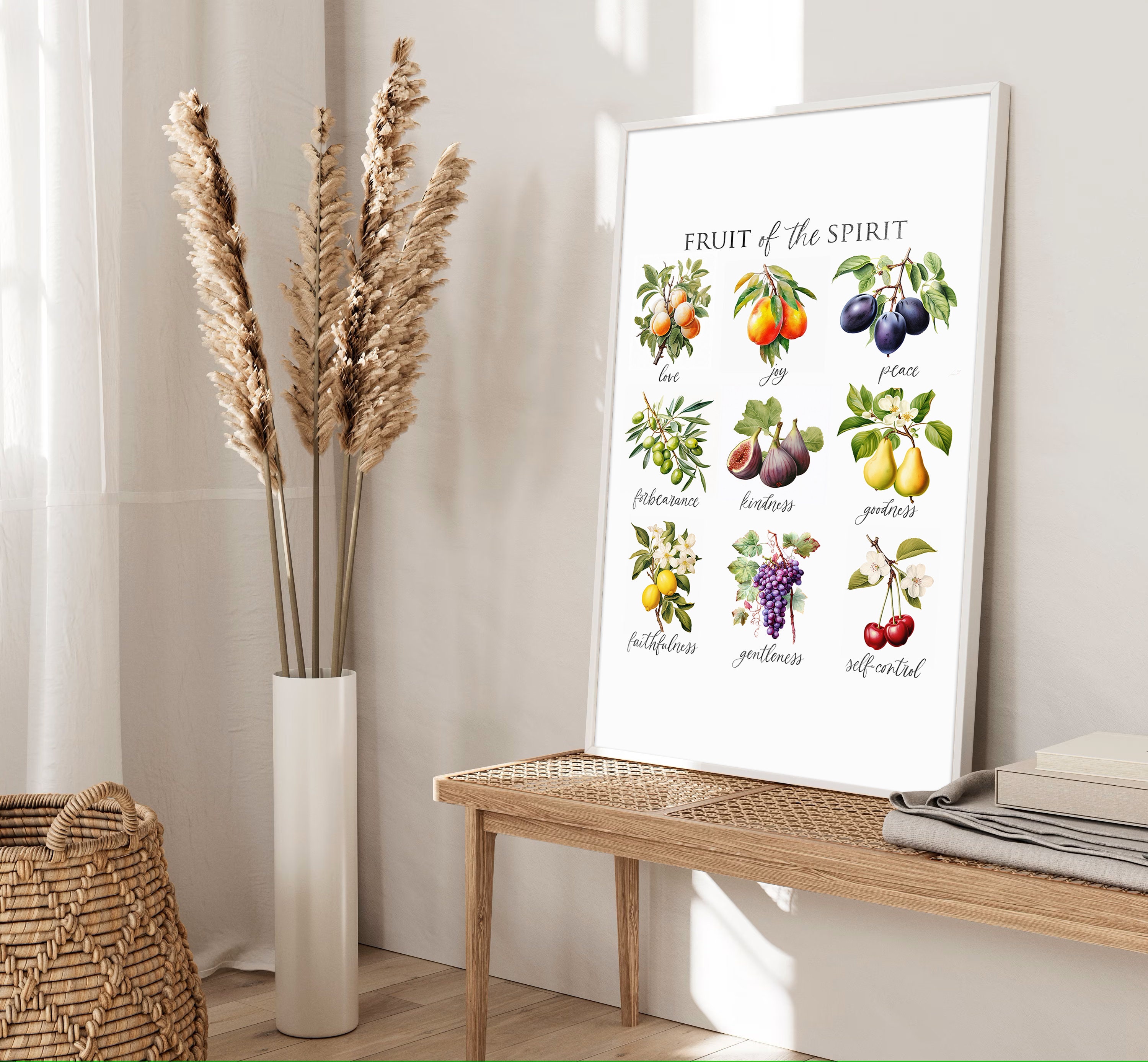 Fruit of the Holy Spirit Canvas Wall Art Poster Modern Minimalist Bible ...