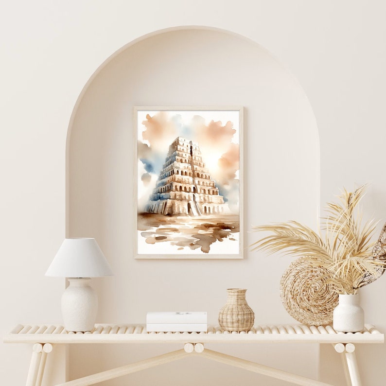 Tower of Babel Canvas Wall Art Poster Holy Modern Bible Verse Art Old ...