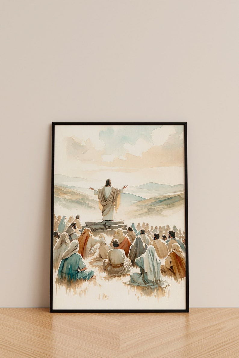 Jesus Sermon on the Mount Canvas Wall Art Poster Holy Modern Bible ...