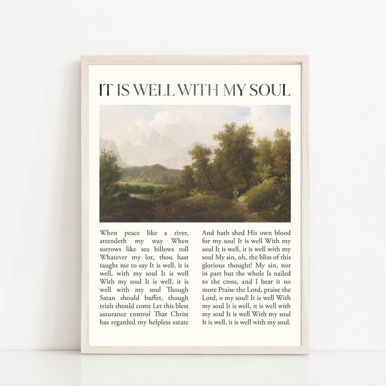 It is Well With My Soul Hymn Lyrics Print Canvas Poster Farm Vintage ...