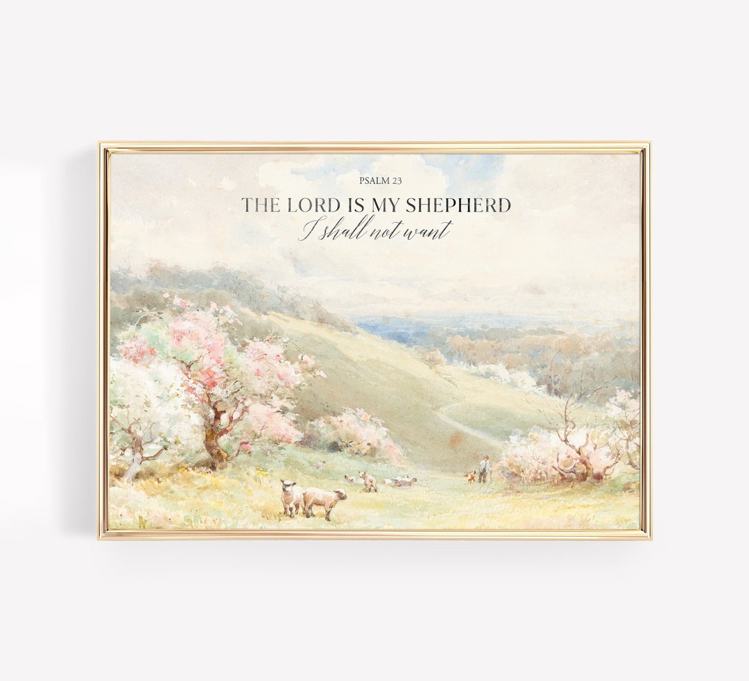 Psalm 23 Boho Christian Print Lord is My Shepherd Bible Verse Art ...