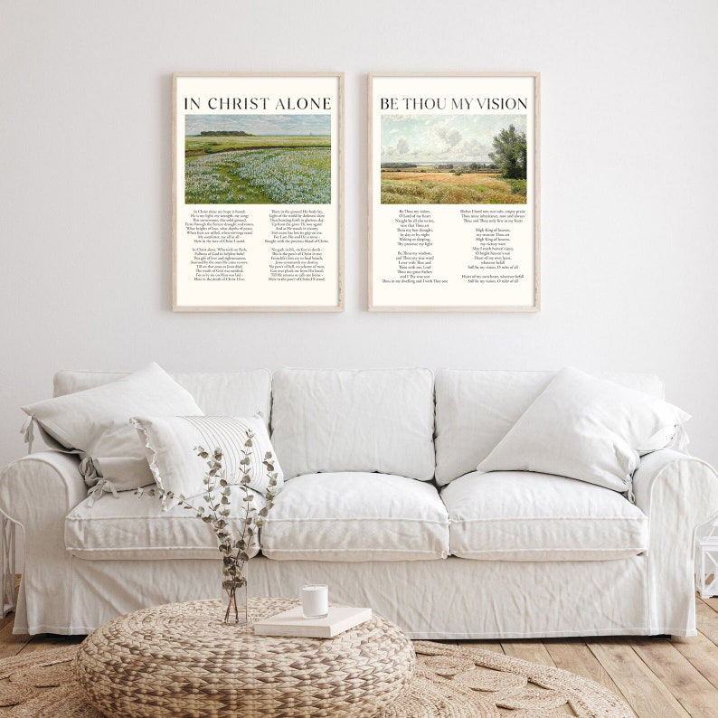 In Christ Alone Be Thou My Vision Hymn Lyric Print Set of 2 Canvas ...