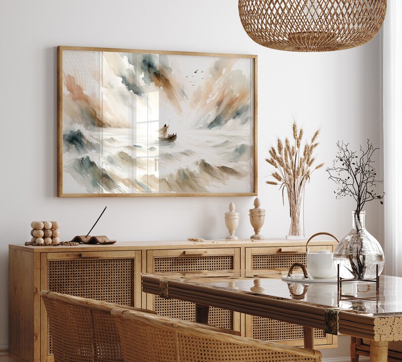 Jesus Calms the Storm Canvas Wall Art Hush Be Still Poster Holy Bible ...
