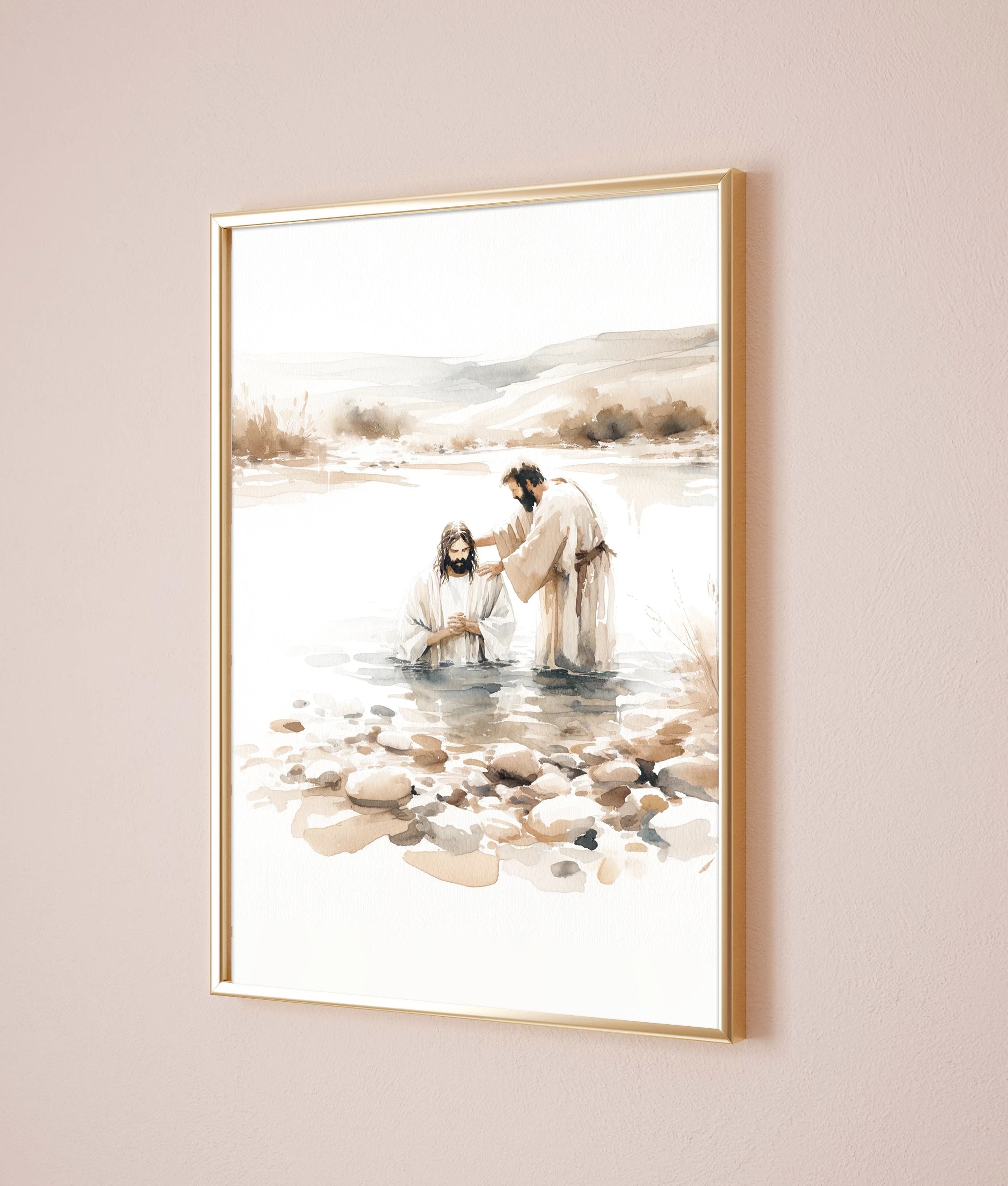 Baptism of Jesus Christ and St. John Poster Baptized Holy Bible Print ...