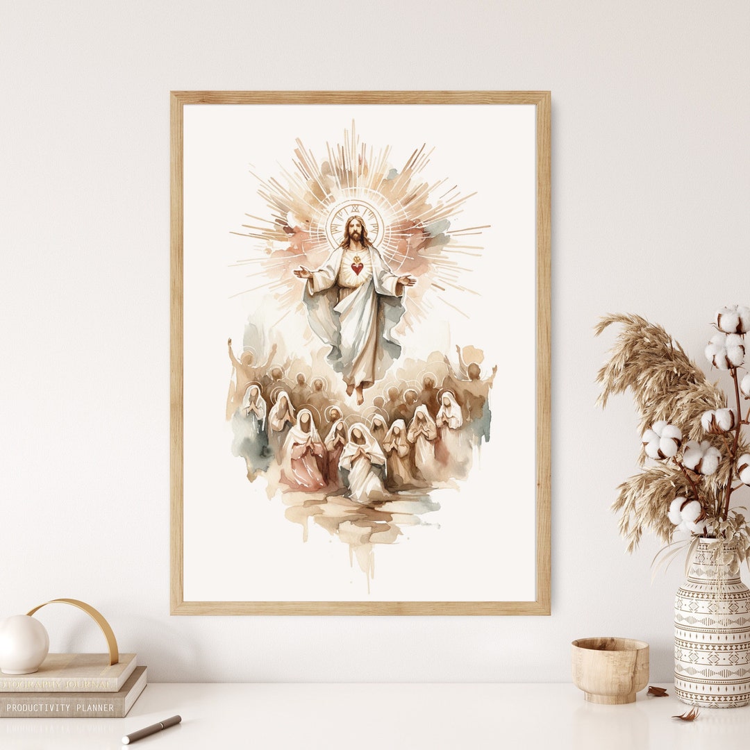Sacred Heart of Jesus Canvas Wall Art Poster Holy Bible Art Birthday ...