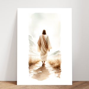 Jesus Christ Walking the Path Canvas Wall Art Poster Holy Modern Bible ...