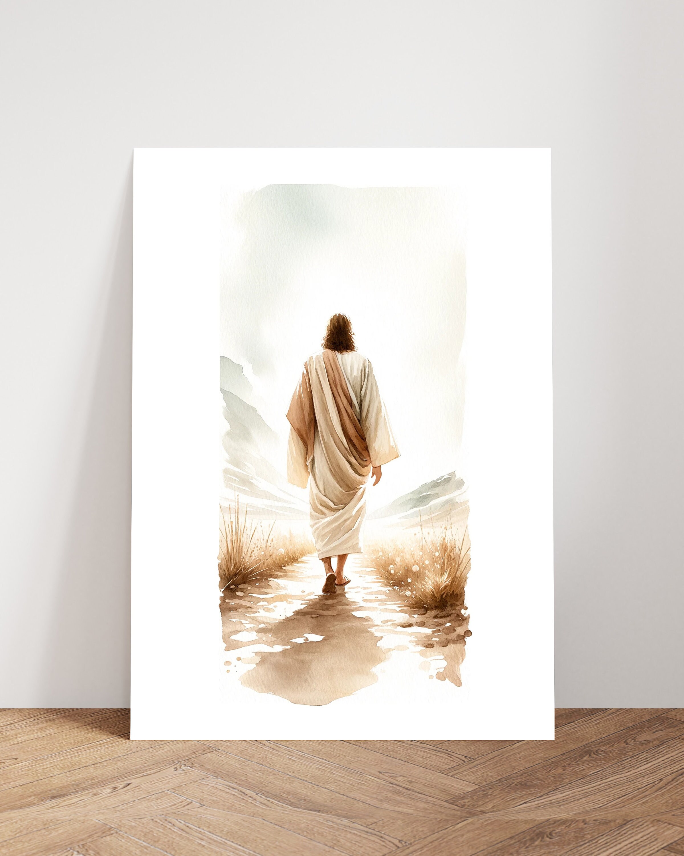 Jesus Christ Walking the Path Canvas Wall Art Poster Holy Modern Bible ...