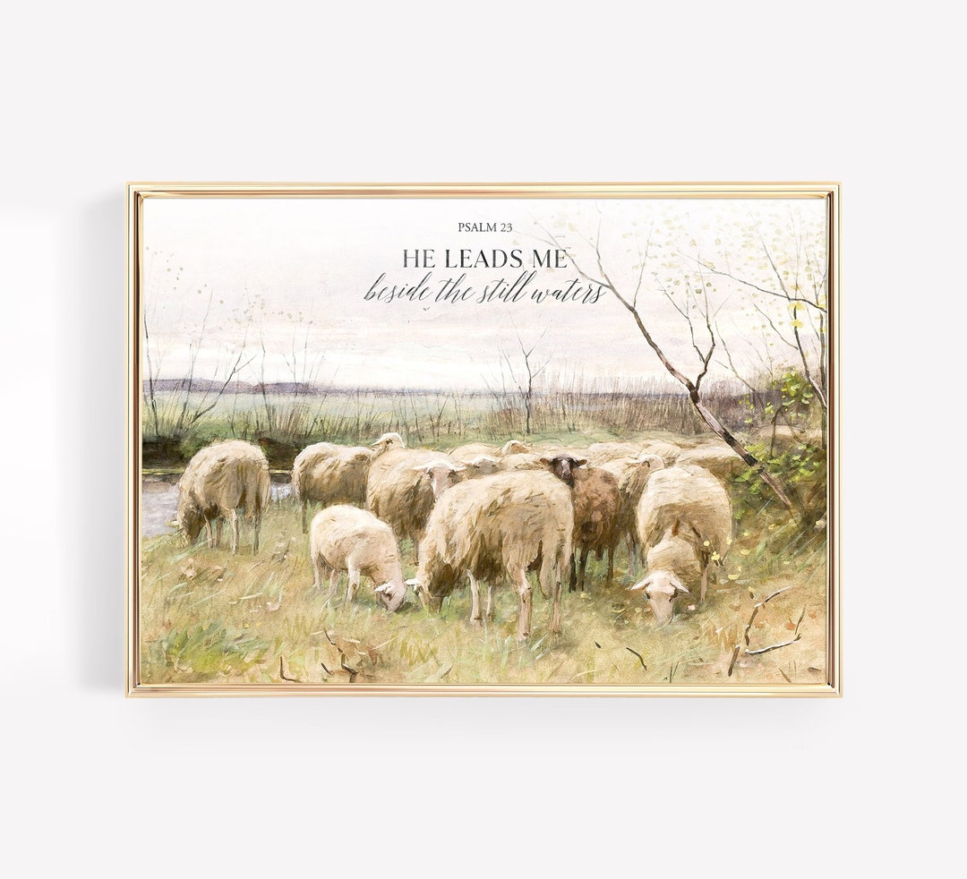 Psalm 23 Boho Christian Lord is My Shepherd Bible Quote Landscape ...