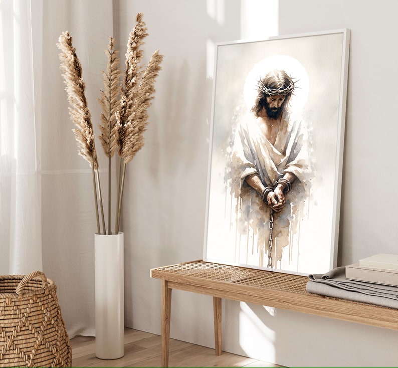 Jesus in Chains the Crucifixion Poster Bible Wall Art Boho Modern ...