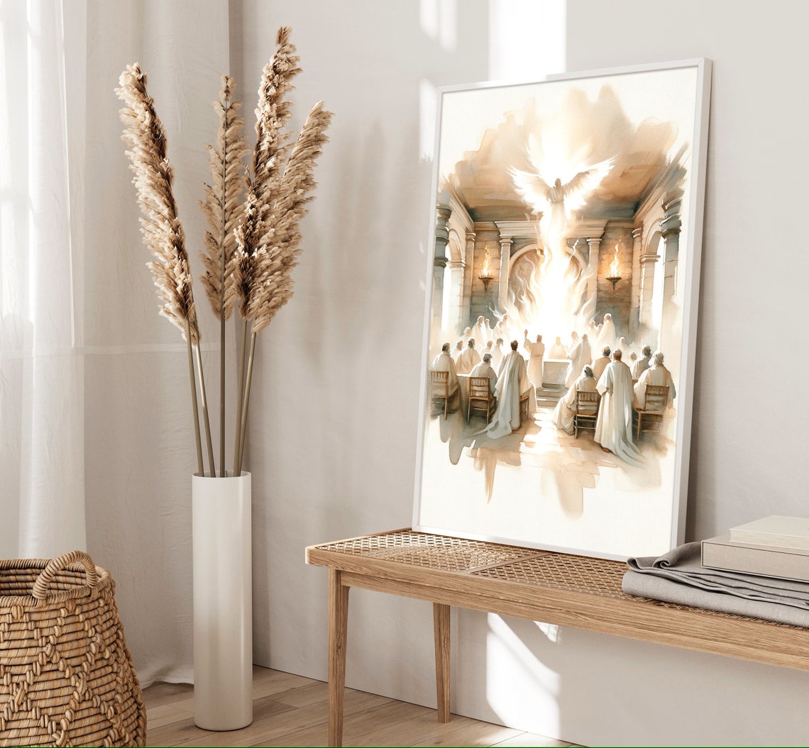 Pentecost Canvas Wall Art Poster Holy Spirit Modern Bible Art Baptism ...