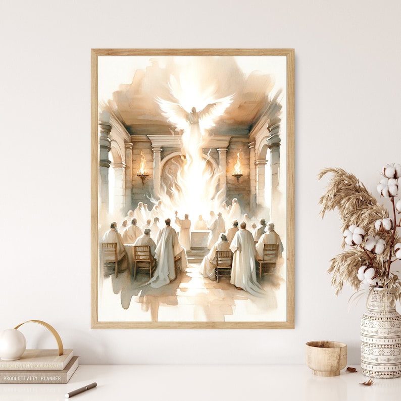 Pentecost Canvas Wall Art Poster Holy Spirit Modern Bible Art Baptism ...