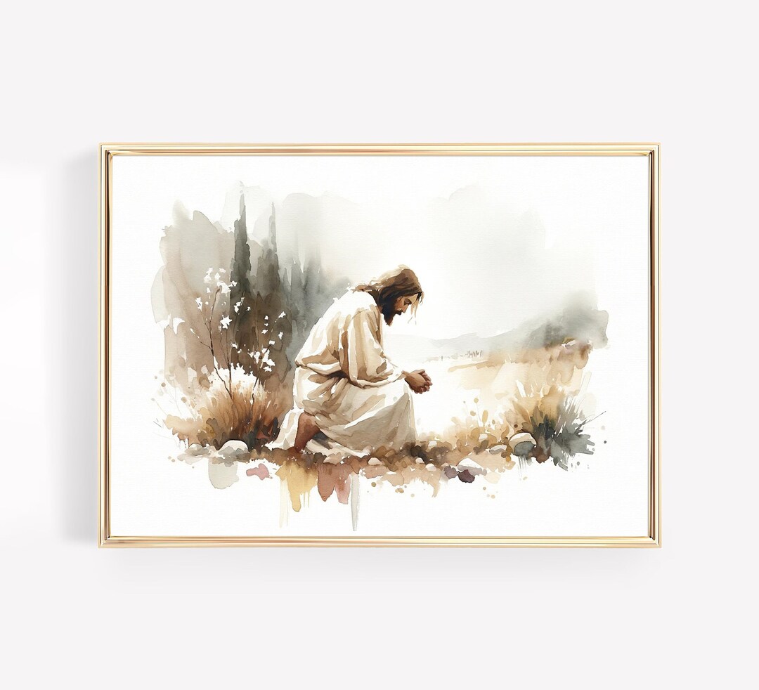 Jesus Prays in the Garden of Gethsemane Canvas Wall Art Poster Holy ...