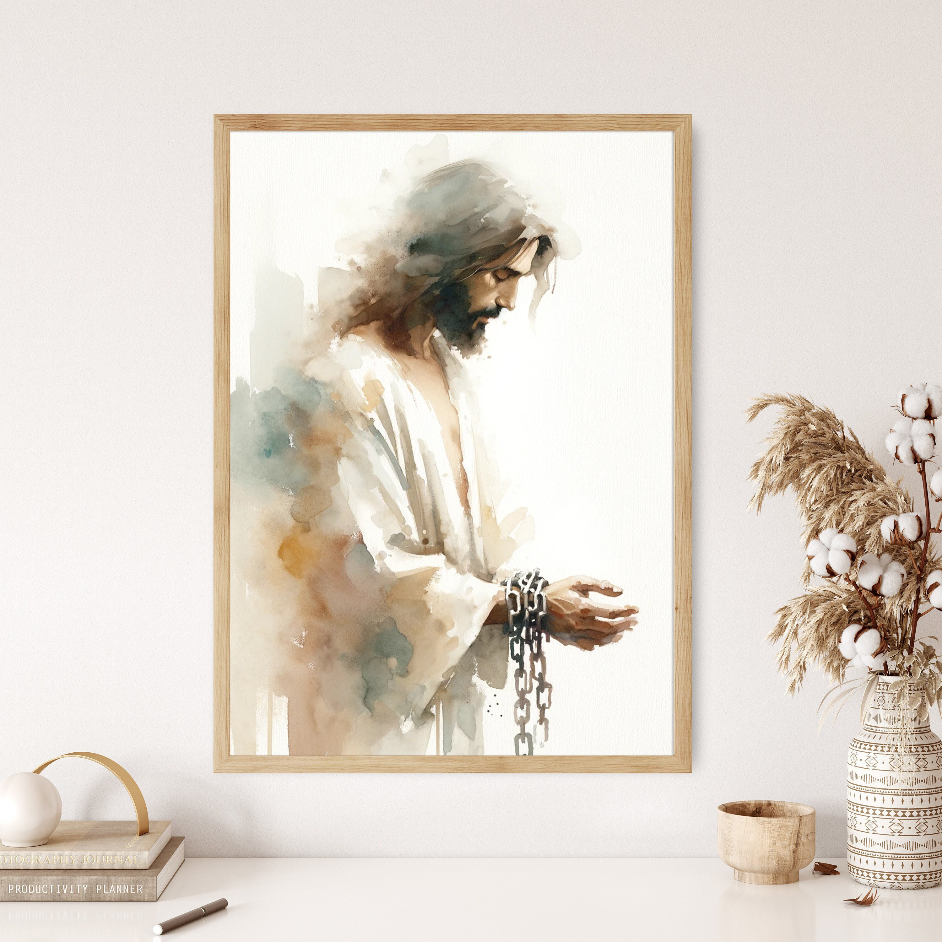 Jesus in Chains the Crucifixion Poster Bible Wall Art Boho Modern ...
