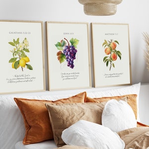 Fruit of the Holy Spirit Set of 3 Canvas Wall Art Poster Modern Bible ...