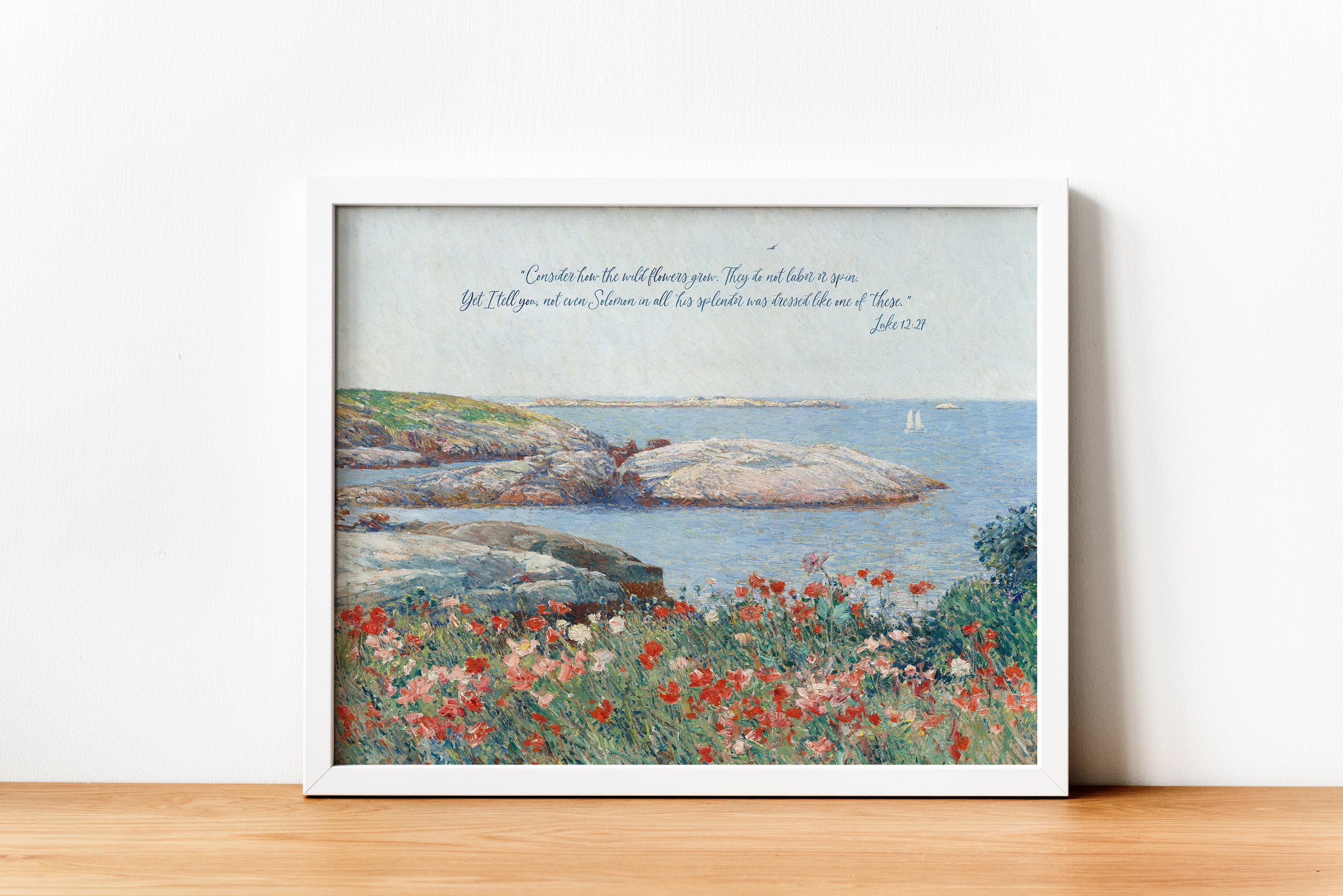 Luke 12:27 Floral Bible Quote Canvas Wall Art Poster Modern Farm ...