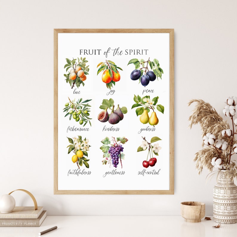 Fruit of the Holy Spirit Canvas Wall Art Poster Modern Minimalist Bible ...