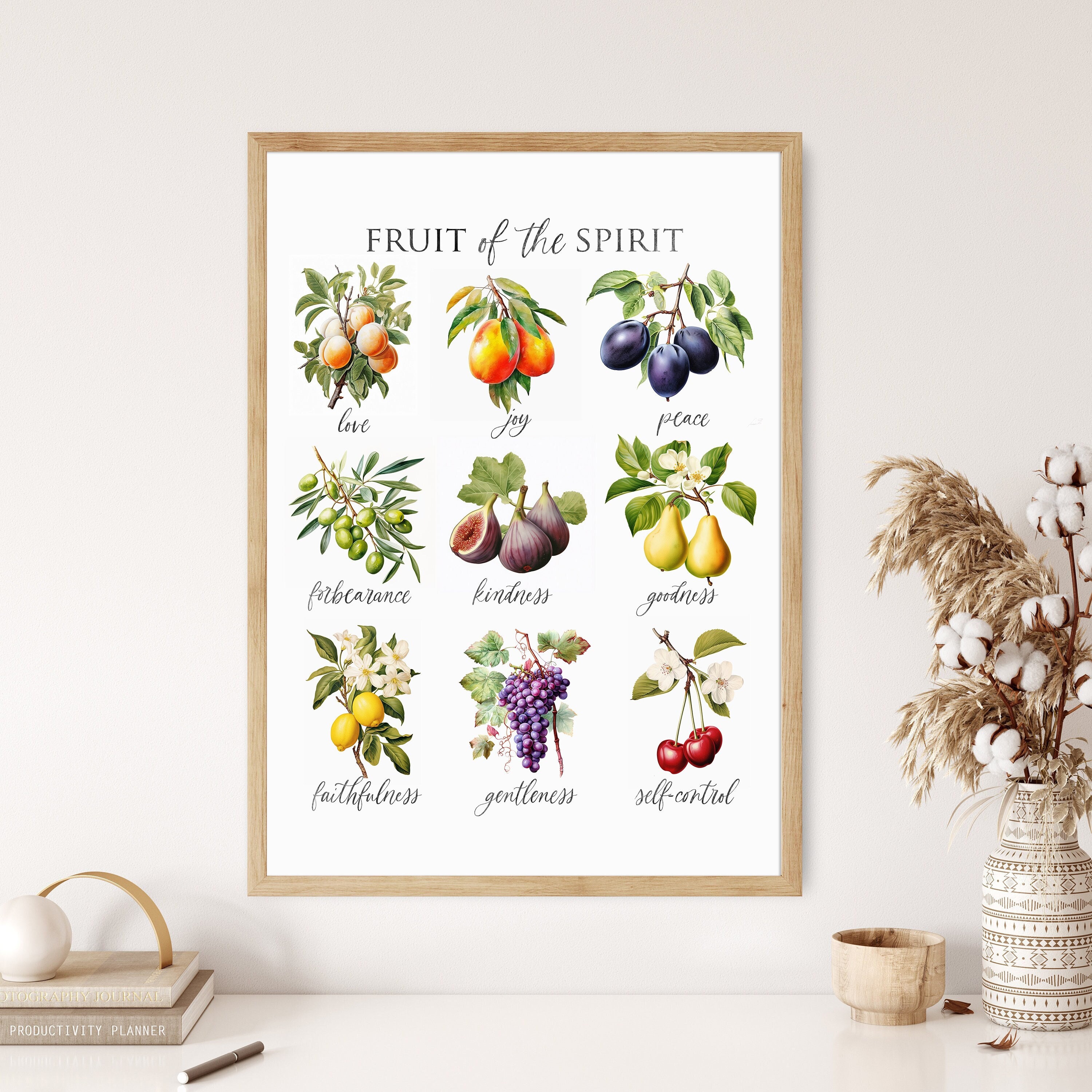 Fruit of the Holy Spirit Canvas Wall Art Poster Modern Minimalist Bible ...