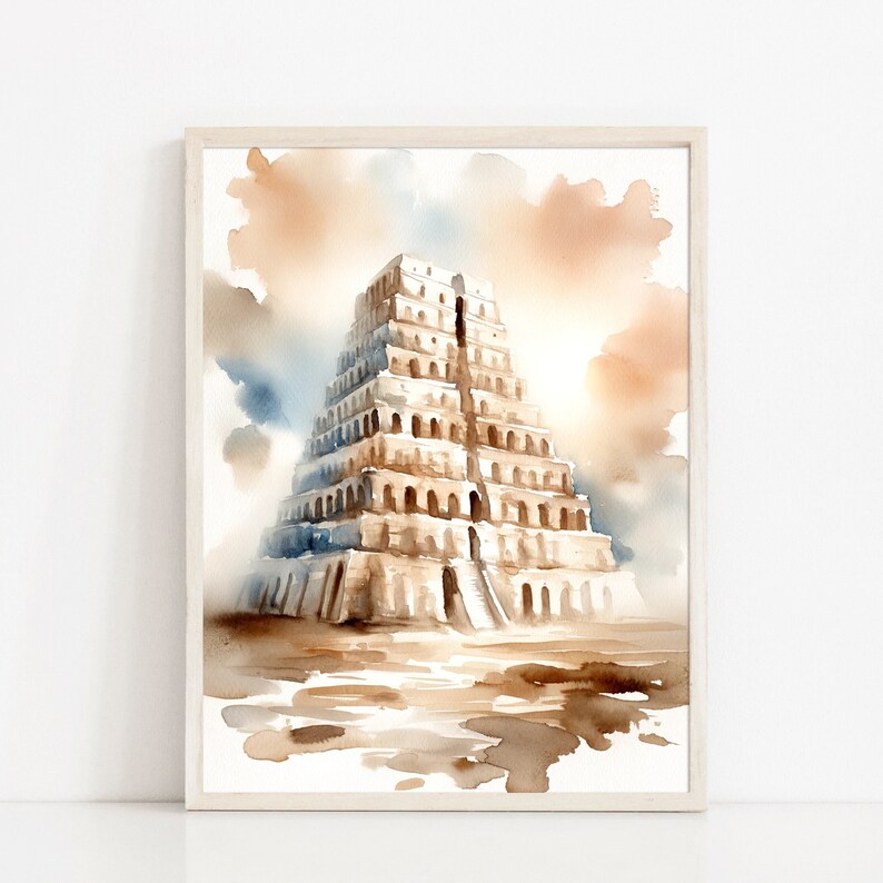 Tower of Babel Canvas Wall Art Poster Holy Modern Bible Verse Art Old ...